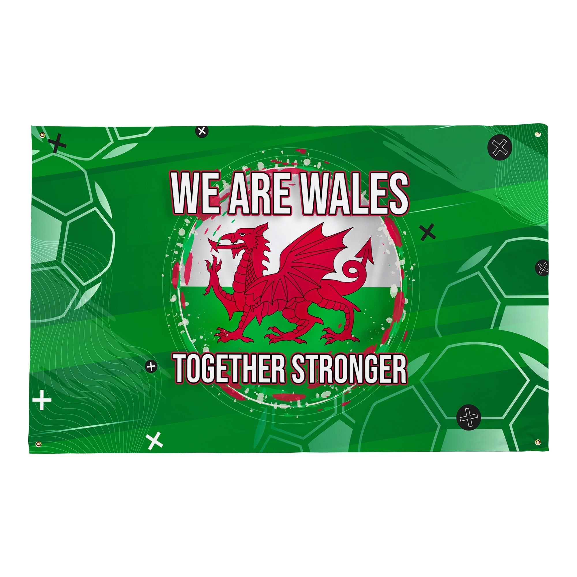 Wales - Together stronger - Personalised Retro 5ft x 3ft Fabric Banner